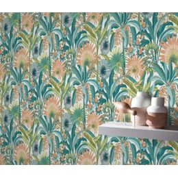 Erismann Vliestapete "Vliestapete Flower Power", B/L: 0,53m x 10,05m, Rollen: 1, blau, Wohnzimmer, Tapeten, Phthalate frei