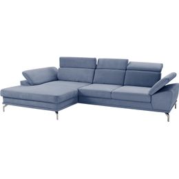 Sit & More Ecksofa SIT & MORE, B:311cm H:85cm T:181cm, blau, Wohnzimmer, Sofas, "Scorpio L-Form", inklusive Sitztiefenverstellung, wahlweise mit Kopfverstellung
