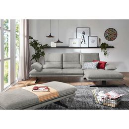 Ecksofa W.Schillig, B:291cm H:94cm T:164cm, grau, Flachgewebe S22 (100% Polyester), Wohnzimmer, Sofas, "broadway, Designsofa mit tollem Sitzkomfort",