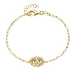 Smart Jewel Damen Armband "Mittelteil mit Zirkonia, Silber 925", 19cm, Silber 925 (Sterlingsilber), gold, Silber 925 (Sterlingsilber), Armb&auml;nder
