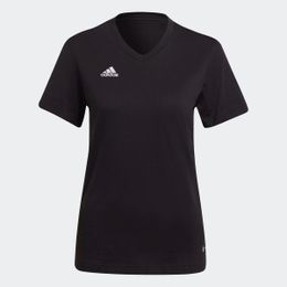 Damen Trainingsshirt "ENTRADA 22", schwarz, Gr. XS, adidas Performance, bestickt, Obermaterial: 100% Baumwolle, Shirts, mit V-Ausschnitt, Kurzarm,