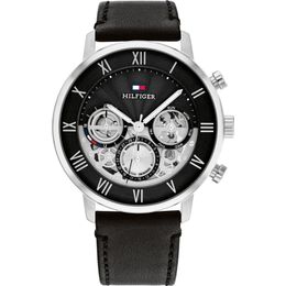 Tommy Hilfiger Herren Multifunktionsuhr "CLASSIC", schwarz, Armbanduhren, Quarzuhr, Armbanduhr, Herrenuhr, Datum, Lederarmband