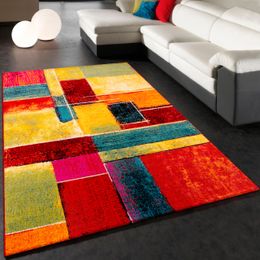 Teppich Paco Home, B:120cm H:16mm L:170cm, bunt, Kunstfaser, Wohnzimmer, Teppiche, "Canvas 783", Kurzflor, modernes Patchwork Design