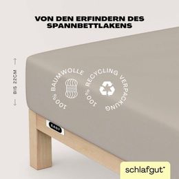 Spannbettlaken Schlafgut, L:200cm, beige, Jersey, Obermaterial: 100% Baumwolle, Bettlaken, "EASY JERSEY Bettlaken, 150 g/m&sup2;, 100% Baumwolle,
