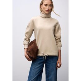 Street One Damen Sweatshirtsanded beige, Gr. 34, unifarben, Sweatware, 60% Baumwolle, 40% Polyester, Sweatshirts, mit Stehkragen