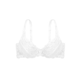Dorina Damen B&uuml;gel-BH "Angie", Gr. 75, wei&szlig;, Spitze, Obermaterial: 91% Polyamid, 9% Elasthan, BHs, mit floraler Spitze, Satinschleife