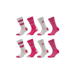 Camano Damen Socken "Kindersocken ca-soft 8er Pack", Gr. 27cabaret, 70% Baumwolle, 29% Polyamid, 1% Elasthan, gestreift, Socken, 8er Pack Ohne