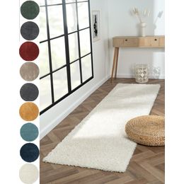 Hochflor-L&auml;ufer, B:80cm H:37mm L:250cm, beige, MyFlair M&Ouml;BEL & ACCESSOIRES, Polypropylen (PP), Teppiche, "My Shaggy", Shaggy, Uni Farben, leicht