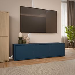 Lowboard FORTE, B:154,2cm H:41,5cm T:34,9cm, blau, Holzwerkstoff, Wohnzimmer, Sideboards, "Alice Springs, TV-Board, viel Stauraum, gro&szlig;e T&uuml;ren zum