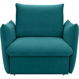 Sessel, B:120cm H:100cm T:97cm, blau, LOOKS by Wolfgang Joop, 92% Polyester, 8% Nylon, Wohnzimmer, Sessel, "LOOKS XII Schlafsesel, Schlaffunktion",