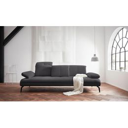 3-Sitzer Home Affaire, B:251cm H:83cm T:107cm, grau, Struktur weich (100% Polyester);Struktur grob (100% Polyester);100% NaturLEDER, Sofas,