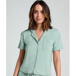 Hunkem&ouml;ller HUNKEM&Ouml;LLER Damen Pyjama "Kurz&auml;rmelige Jersey-Jacke Essential", Gr. XSgr&uuml;n, 92% Viskose, 8% Elasthan, Homewear-Sets