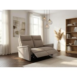 2-Sitzer Home Affaire "FINNARA,2-Sitzer,elelektrische Relaxfunktion in 2 Sitzen, USB A/C", taupe, B:128cm H:103cm T:88cm, 100% POLYESTER, Sofas, Liegefunktion 105-135, Federkern