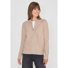 Cecil Damen Cardigansandalwood beige melange, Gr. XXL, unifarben, Web, 37% Baumwolle, 34% Polyacryl, 26% Polyester, 3% Elasthan, Strickjacken, mit