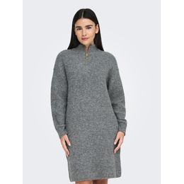 Only Damen Strickkleid "ONLTOKYO L/S ZIP DRESS KNT", grau, Gr. XL, unifarben, Obermaterial: 79% Polyester, 13% Polyacryl, 5% Wolle, 3% Elasthan,