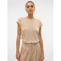 V&eacute;ro Moda VERO MODA Damen Kurzarmshirt "VMSARAH AVA SS TOP JRS GA NOOS"silber mink detail:gold lurex, Gr. M, gl&auml;nzend, Jersey, Obermaterial: 75% Viskose, 15%