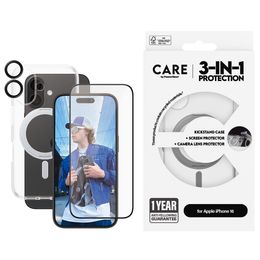 Displayschutzglas "3-in-1 Protection, Ceramic Glass, Kickstand Case, Lens Cover", B:11cm H:2,6cm T:19,6mm, schwarz, CARE BY PANZERGLASS,