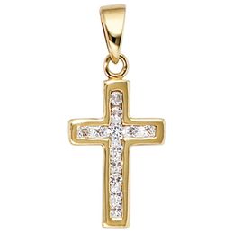 Jobo Damen Kreuzanh&auml;nger "Anh&auml;nger Kreuz", Gelbgold 333, gold, Gelbgold 333, Schmuckanh&auml;nger, 333 Gold mit Zirkonia