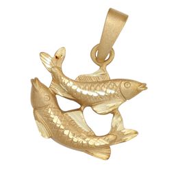 Sternzeichenanh&auml;nger Jobo "Anh&auml;nger Sternzeichen", goldfarben, Schmuckanh&auml;nger, Damen, Fische, Silber 925 (Sterlingsilber), 925 Silber vergoldet matt