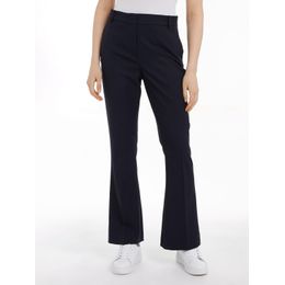 Tommy Hilfiger Damen Webhose "CORE FLARED PANT", blau, Gr. 46, unifarben, Web, Obermaterial: 66% Polyester, 32% Viskose, 2% Elasthan, Hosen, mit