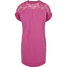 Urban Classics Damen Shirtkleid "Urban Classics Damen Ladies Lace Tee Dress"brightviolet, Gr. M, unifarben, 95% Baumwolle, 5% Elasthan, Kleider