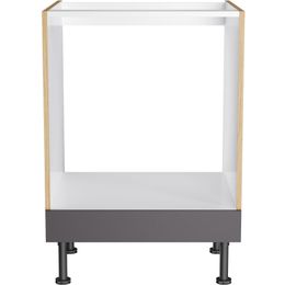 Herdumbauschrank KOCHSTATION, B:60cm H:87cm T:58,1cmanthrazit, eiche hell, Schr&auml;nke, "KS-Lucy", Breite 60 cm, 1 Blende, h&ouml;henverstellbare F&uuml;&szlig;e