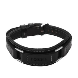 Fossil Damen Armband "Schmuck Geschenk Metall, Leder, Textil MACHINE", 26cm, Edelstahl Leder Textiledelstahlfarben, schwarz, Edelstahl, Leder,