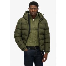 Superdry Herren Steppjacke "HOODED SPORTS PUFFER JACKET", gr&uuml;n, Gr. M, unifarben, Web, Obermaterial: 100% Polyester, Jacken, Kunstfaser, relaxed fit