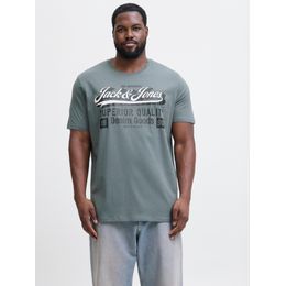 Jack & Jones PlusSize Herren T-Shirt "JJELOGO TEE SS ONECK 2 COL AW25 NOOS PLS"stormy weather, Gr. 4XL, JACK & JONES PLUSSIZE, bedruckt, Jersey, Obermaterial: 100%
