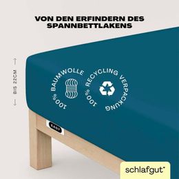 Spannbettlaken Schlafgut, L:200cm, blau, Jersey, Obermaterial: 100% Baumwolle, Bettlaken, "EASY JERSEY Bettlaken, 150 g/m&sup2;, 100% Baumwolle,