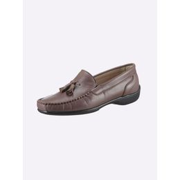 CLASSIC Damen Mokassin, Gr. 38, grau, Glattleder, Leder, Basic, Schuhe