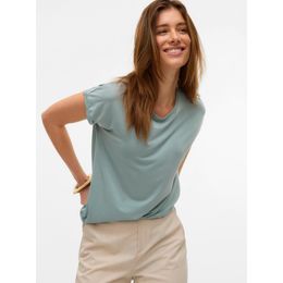 V&eacute;ro Moda VERO MODA Damen Rundhalsshirt "VMAVA PLAIN SS TOP GAJRS NOOS", grau, Gr. XL, unifarben, Jersey, Obermaterial: 95% Lyocell, 5% Elasthan, Shirts,