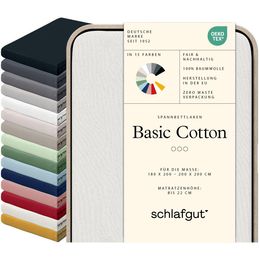 Spannbettlaken Schlafgut, wei&szlig;, Jersey, Obermaterial: 100% Baumwolle, Bettlaken, "Basic Cotton Bettlaken, 160 g/m&sup2;, 100% Baumwolle, Spannbetttuch",