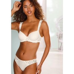 Lascana Damen Schalen-BH "Flora", Gr. 85, beige, Microtouch, Obermaterial: 88% Polyamid, 12% Elasthan, BHs, mit wundersch&ouml;nen Spitzentr&auml;gern und