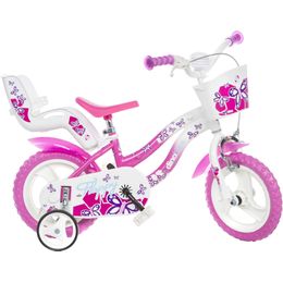 DINO BIKES Kinderfahrrad "M&auml;dchenfahrrad 12 Zoll", 22cm, 12 Zoll (30,48cm), pink, Fahrr&auml;der, mit St&uuml;tzr&auml;dern, Korb und Puppensitz