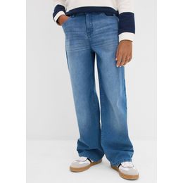 bonprix Loose-Fit Jeans mit verstellbarem Bund Straight, blau, Gr.164, L&auml;ssige Jungen Jeans-Baggy mit leichter Waschung, 82% Baumwolle