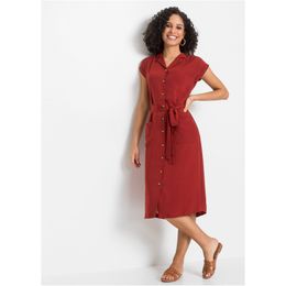 bonprix Blusenkleid mit Bindeband, rot, Gr.36, Luftiges Blusenkleid mit Taschen und Bindeband um die Taille.