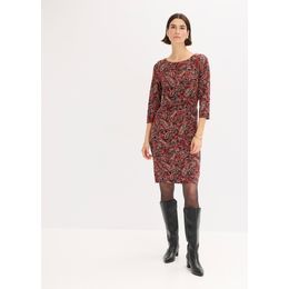bonprix Shirtkleid mit Paisley Druck, schwarz, Gr.52/54 (XXL), Figurumspielende Shirtkleid mit Paisley Druck