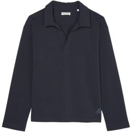 Marc O'Polo Marc O'polo Damen Marc O'Polo Langarm-Poloshirt &raquo;Heavy Jersey-Woven&laquo; V-Ausschnitt, Langarm blau XL