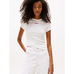 Tommy Jeans Damen Kurzarmshirt &raquo;TJW SLIM SCRIPT LABEL SS TEE EXT&laquo; beige L (40)