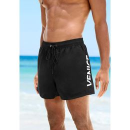 Venice Beach Herren Badeshorts mit gro&szlig;em Markenschriftzug schwarz L (52), N-Gr