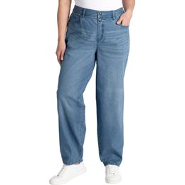 sheego Damen 5-Pocket-Jeans mit Barrel-Leg blue-bleached Gr&ouml;&szlig;e 56