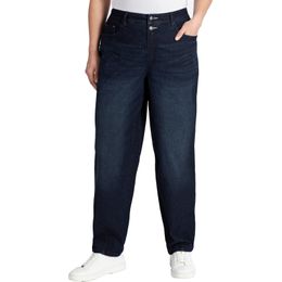 sheego Damen 5-Pocket-Jeans mit Barrel-Leg dark blue Gr&ouml;&szlig;e 40