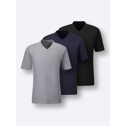 Herren Shirt schwarz + grau-meliert + marine Gr&ouml;&szlig;e 5