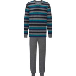 Herren Schlafanzug grau-geringelt Gr&ouml;&szlig;e 48/50