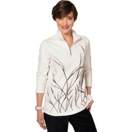 CR&Eacute;ATION L Damen Sweatshirt mit Motiv-Druck wollwei&szlig;-gemustert Gr&ouml;&szlig;e 38
