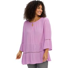 sheego Damen Tunika mit 3/4-Arm und Lochmusterborte orchidee Gr&ouml;&szlig;e 42