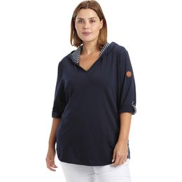 sheego Damen Kapuzenshirt mit Streifen-Details tiefblau Gr&ouml;&szlig;e 48/50