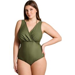 sheego Damen Badeanzug mit Neckholder-Tr&auml;gern oliv Gr&ouml;&szlig;e 54E