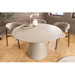 Riess Ambiente Runder Esstisch EN VOGUE 120cm matt grau Beton-Design mit S&auml;ulenfu&szlig; Riess-Ambiente Esszimmertisch K&uuml;chentisch 4 Personen Modern